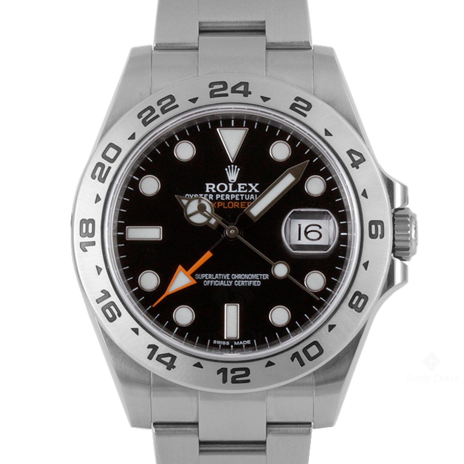 Men's Rolex Explorer II Stainless Steel Watch Black Dial with Index ...
