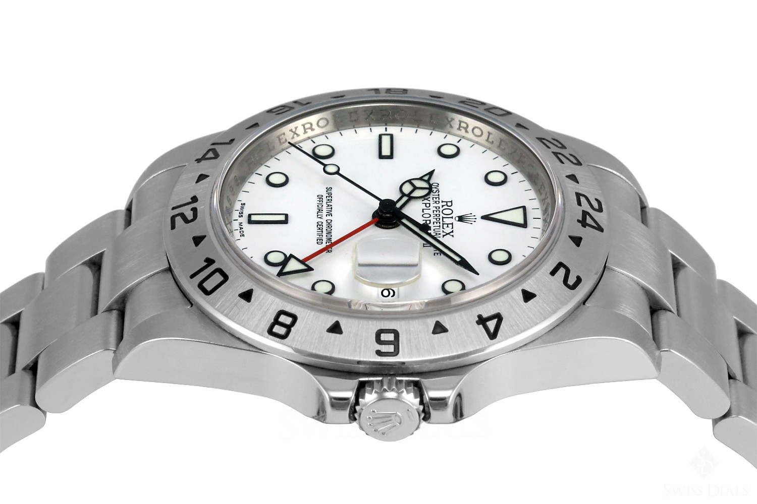 Men's Rolex Explorer II Stainless Steel Watch White Dial with Index ...