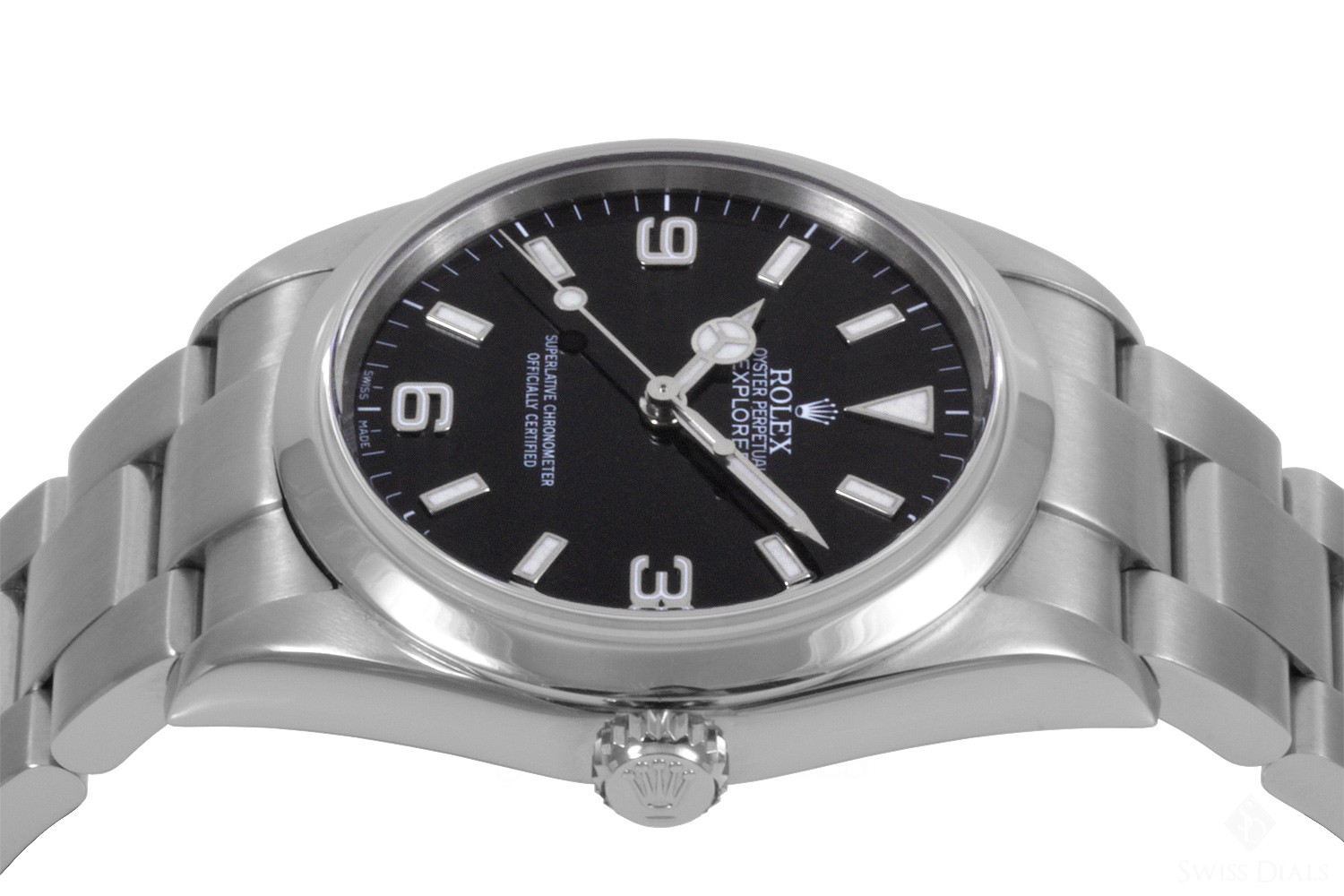 Men's Rolex Explorer Stainless Steel Watch Black Dial with Index hour ...