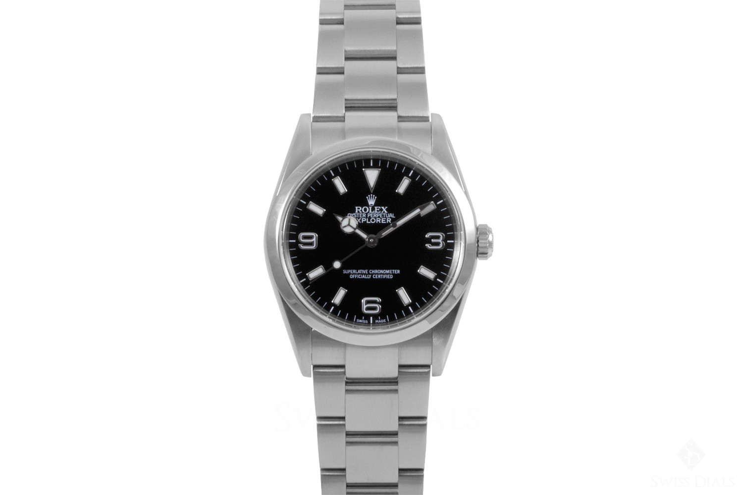 Men's Rolex Explorer Stainless Steel Watch Black Dial with Index hour ...
