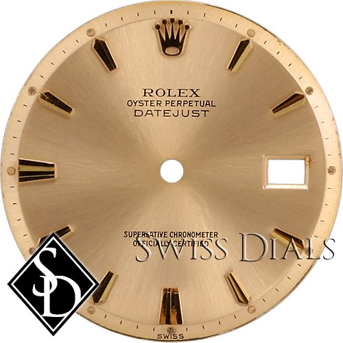 Men's Rolex Datejust Non-Quick Champagne Stick Hour Marker Swiss Dial ...