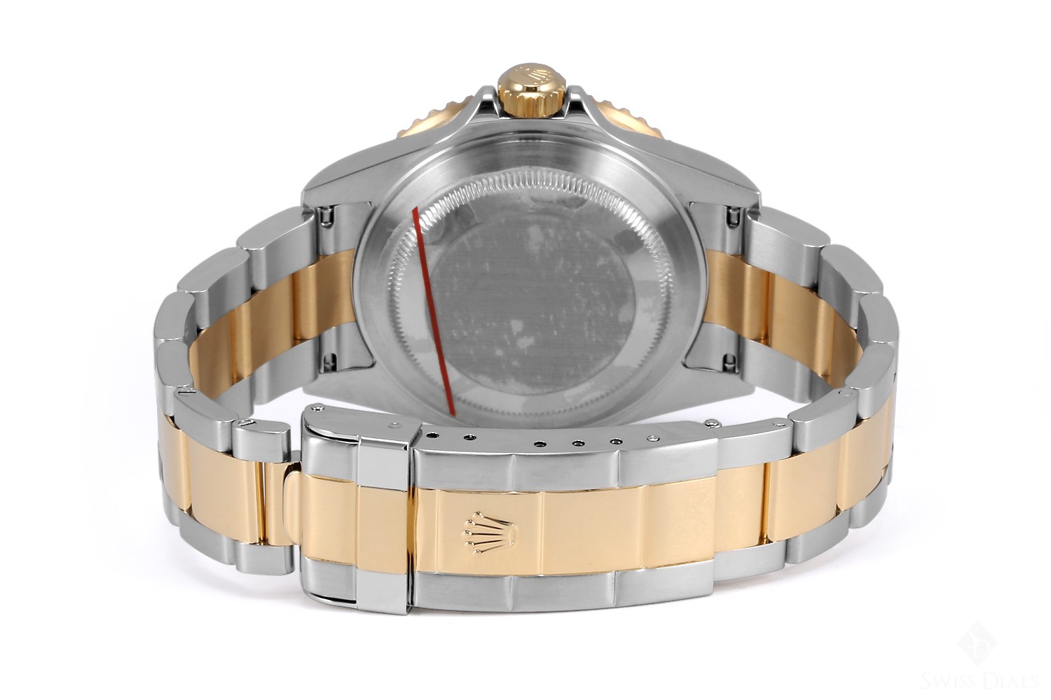 Men's Rolex Submariner Steel and Gold Watch Champagne Serti Dial Blue ...